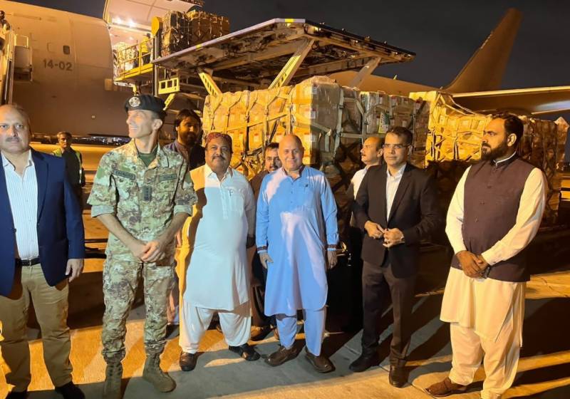 Italy's first planeload of relief goods lands in Pakistan