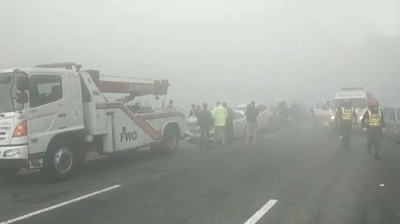 Several vehicles collide on motorway amid dense fog
